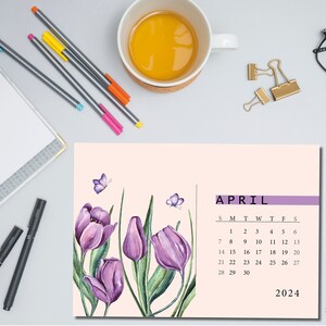 NEW 2024 Floral Digital Printable Calendar Colourfull - Etsy
