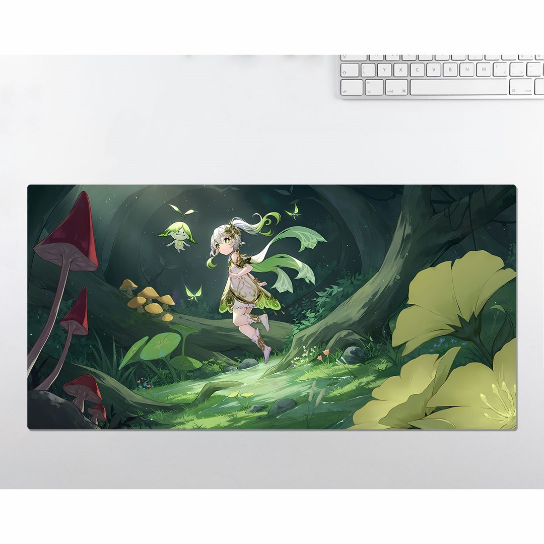 Anime RGB LED Large Mouse Pad, Genshin Impact Aranara Crystalfly Nahida ...