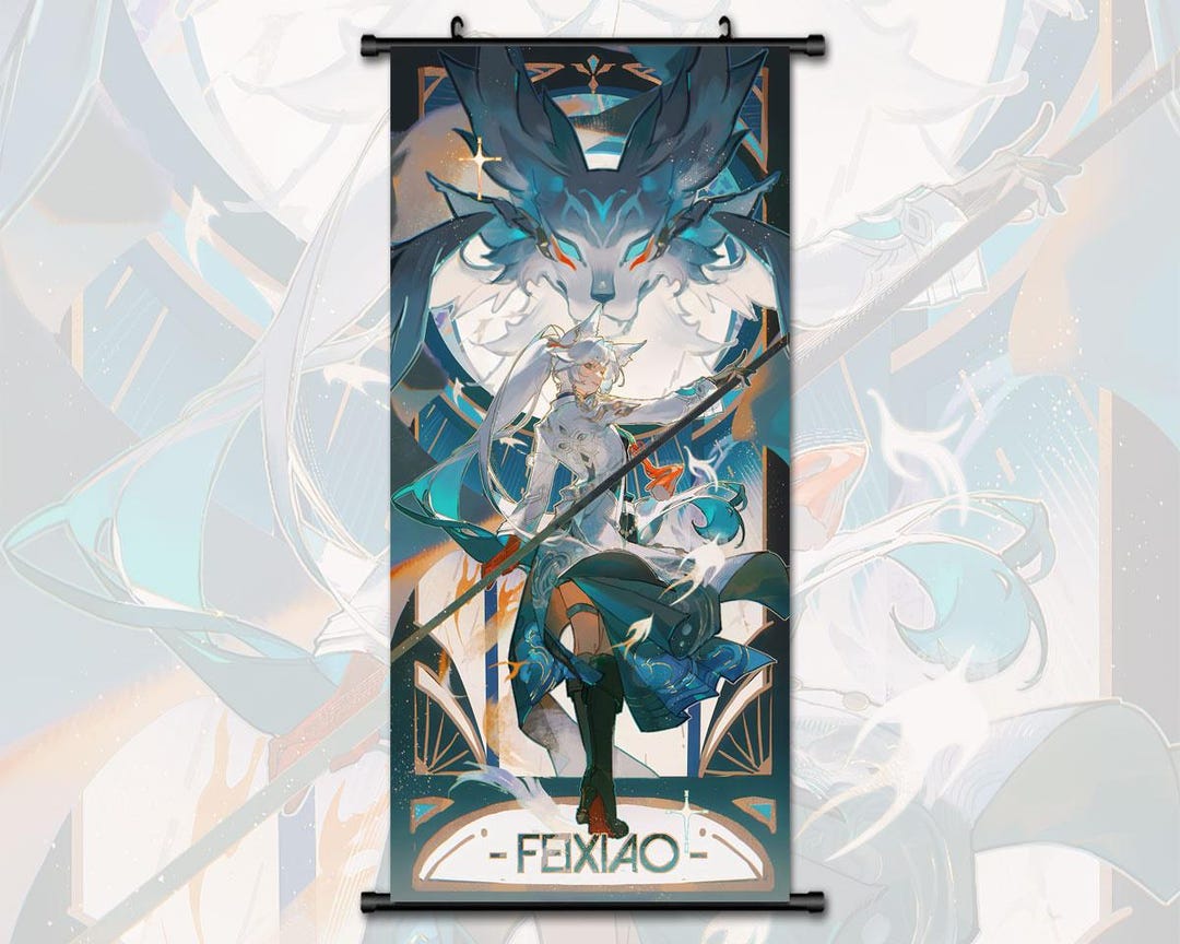Anime Scroll Painting Honkai Star Rail Feixiao Wall Art Hanging Tarot ...