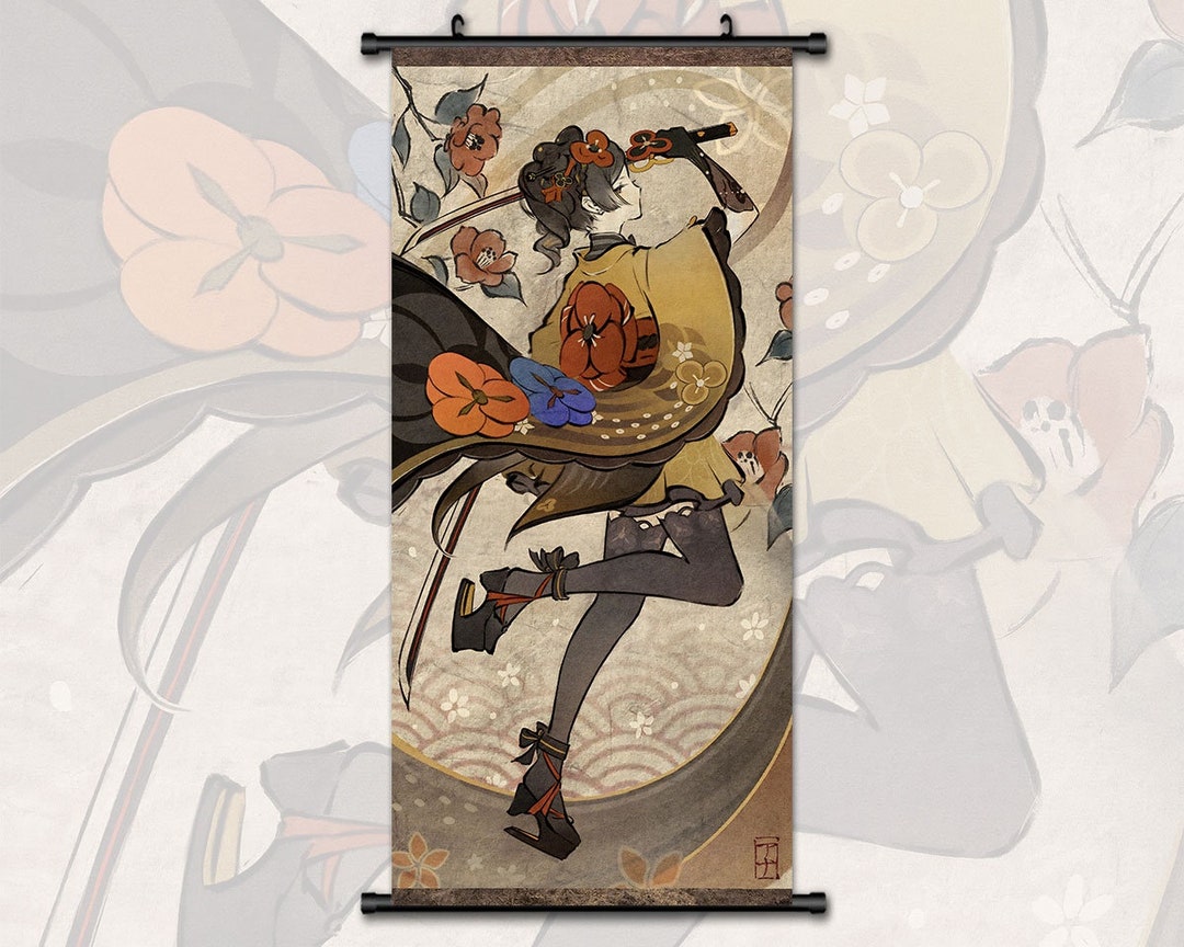 Anime Scroll Painting Genshin Impact Chiori Wall Art Hanging Poster ...