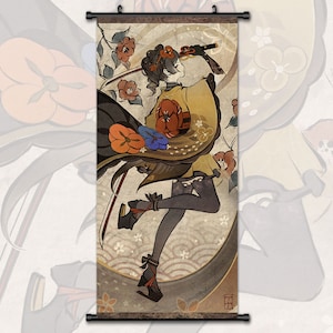 Anime Scroll Painting Genshin Impact Chiori Wall Art Hanging Poster ...