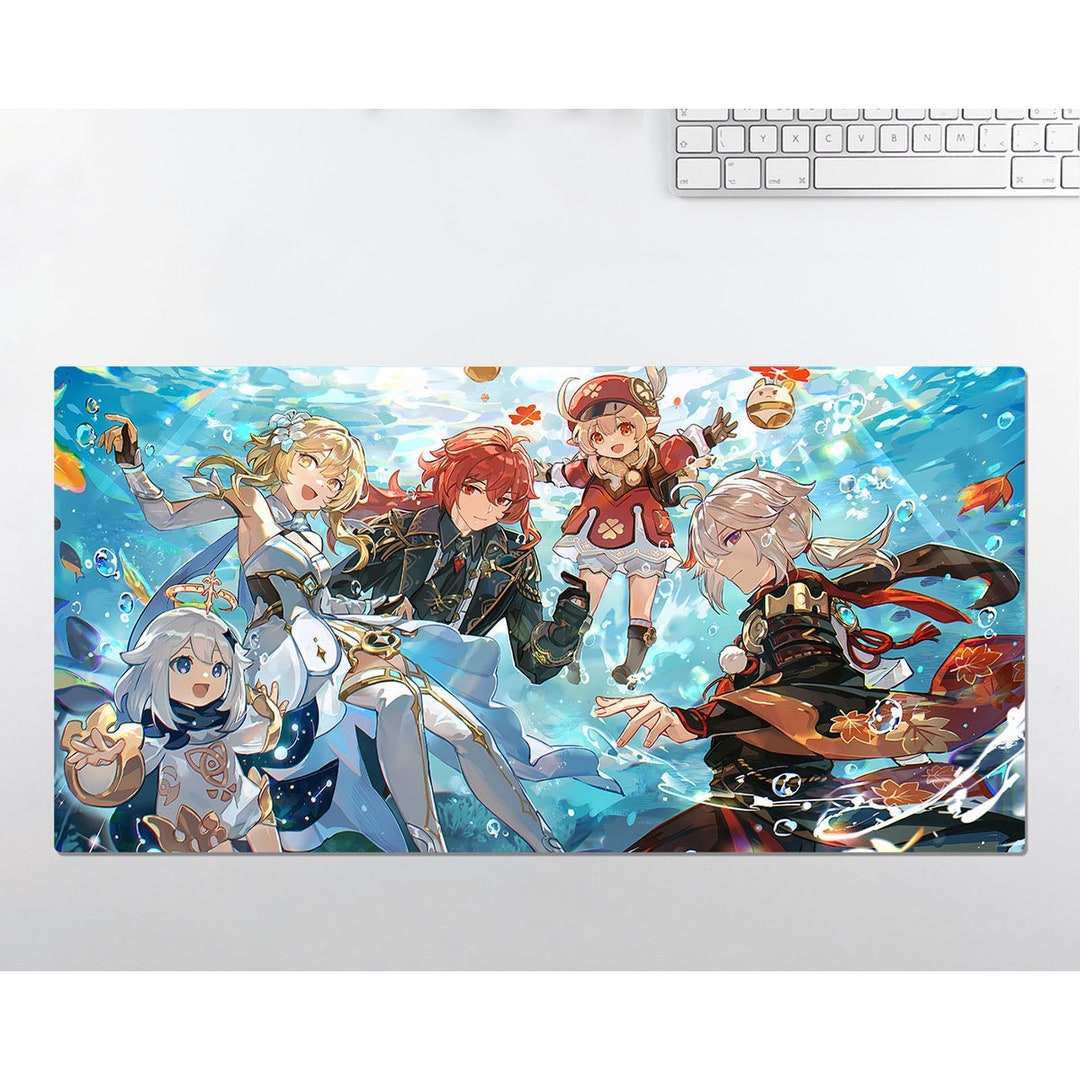 Anime RGB LED Large Mouse Pad, Genshin Impact Diluc Kaedehara Kazuha ...