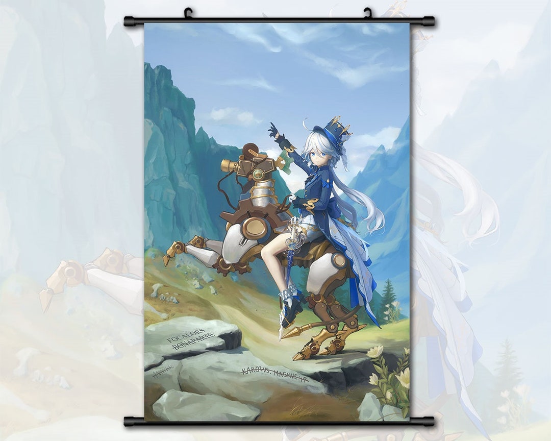 Anime Scroll Painting Genshin Impact Furina Wall Art Hanging Poster ...