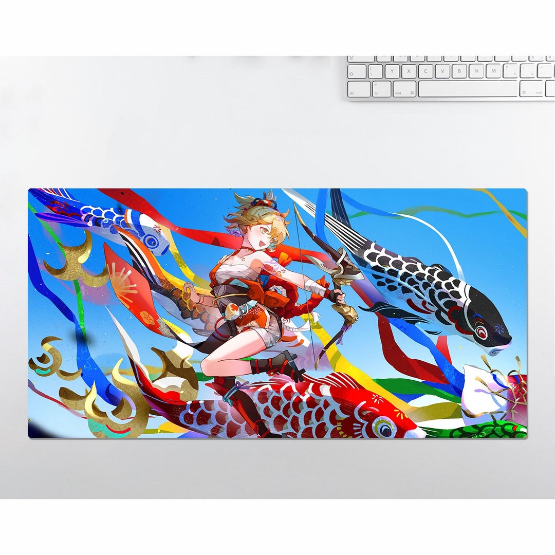 Anime RGB LED Large Mouse Pad, Genshin Impact Yoimiya, Desk Mat ...