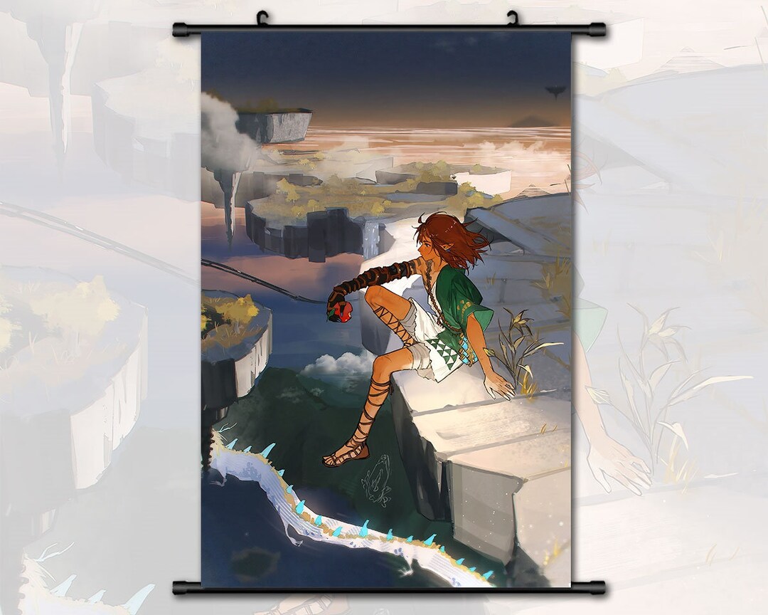 Anime Scroll Painting the Legend of Zelda Tears of the Kingdom Link ...