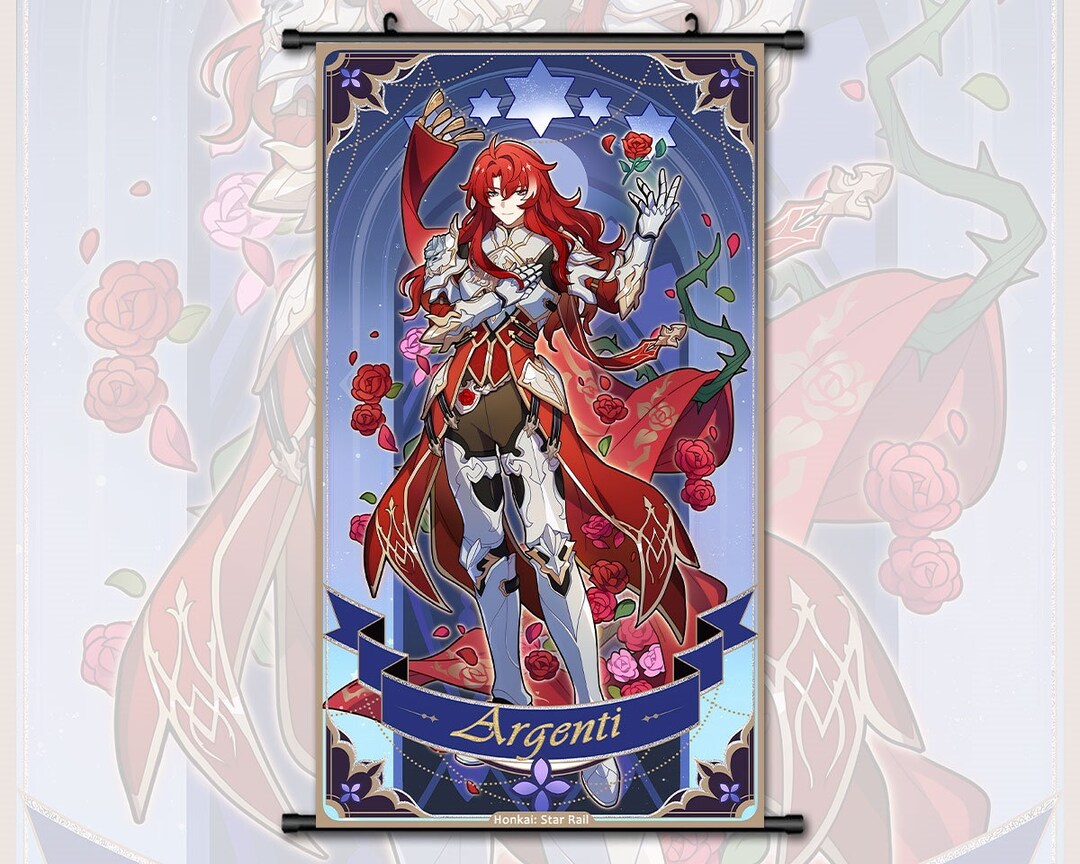 Anime Scroll Painting Honkai Star Rail Argenti Wall Art Hanging Poster ...