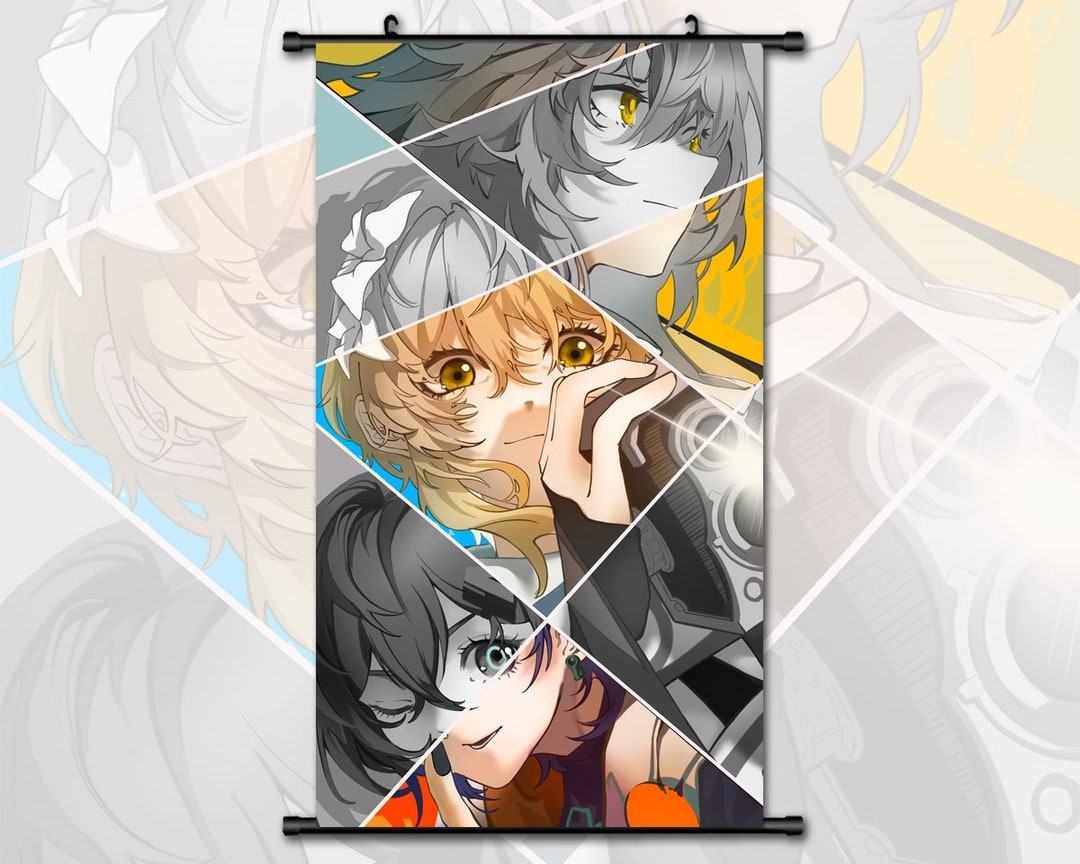 Anime Scroll Painting Honkai Star Rail Genshin Impact ZZZ Belle Lumine ...