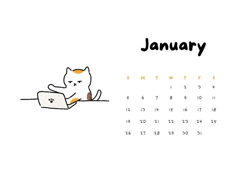 2025 Calendar Printable PDF Cute Cats Life - Etsy