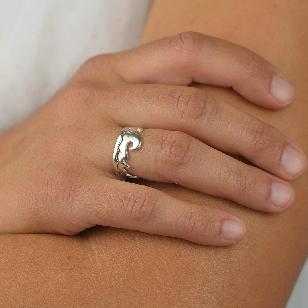 Thumb Ring With Wuthering Waves From Sterling Silver, Handmade Jewelry ...