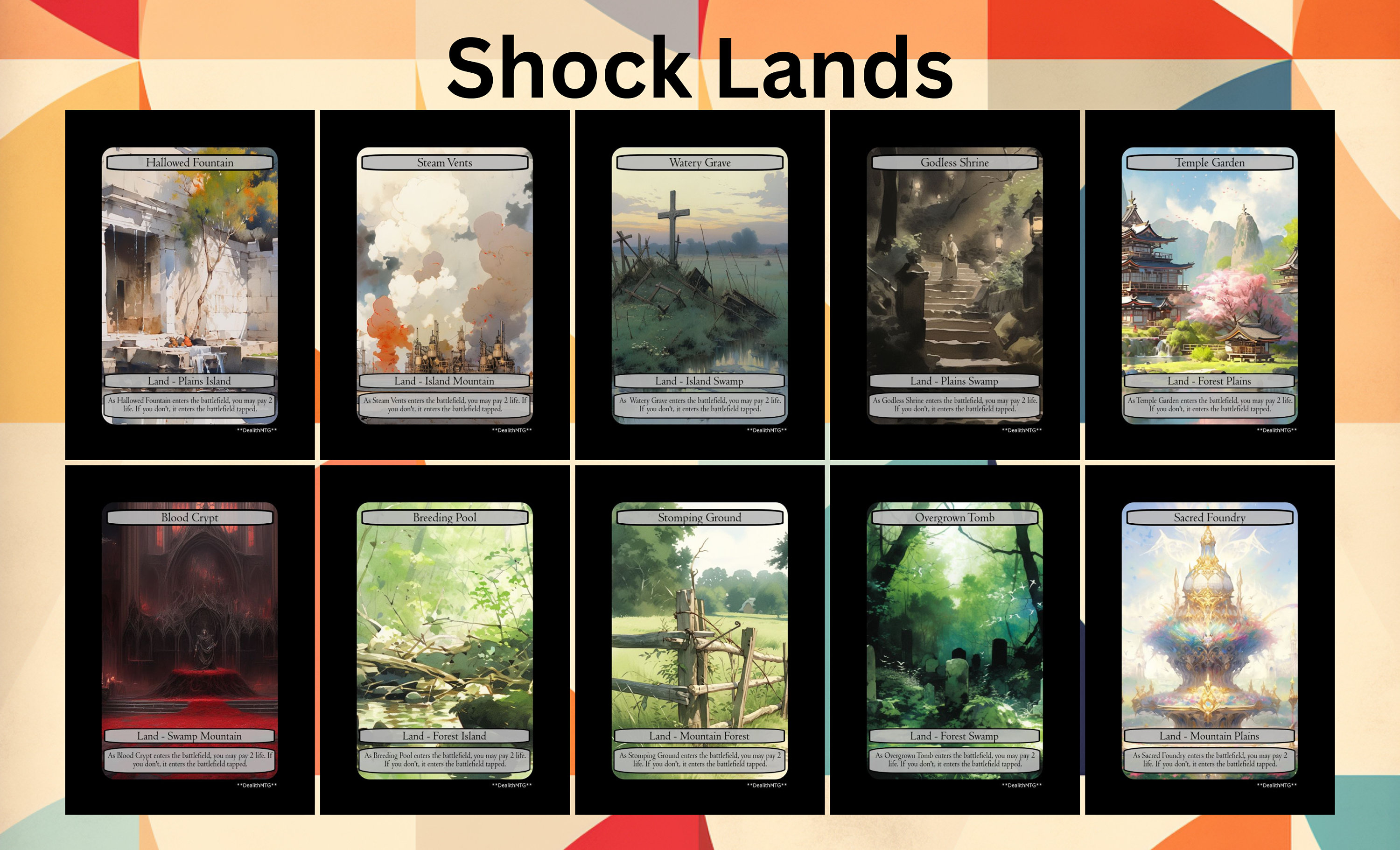 30 Lands ABUR Dual/ Shock/ Fetch Lands Bonus EDH Proxy - Etsy