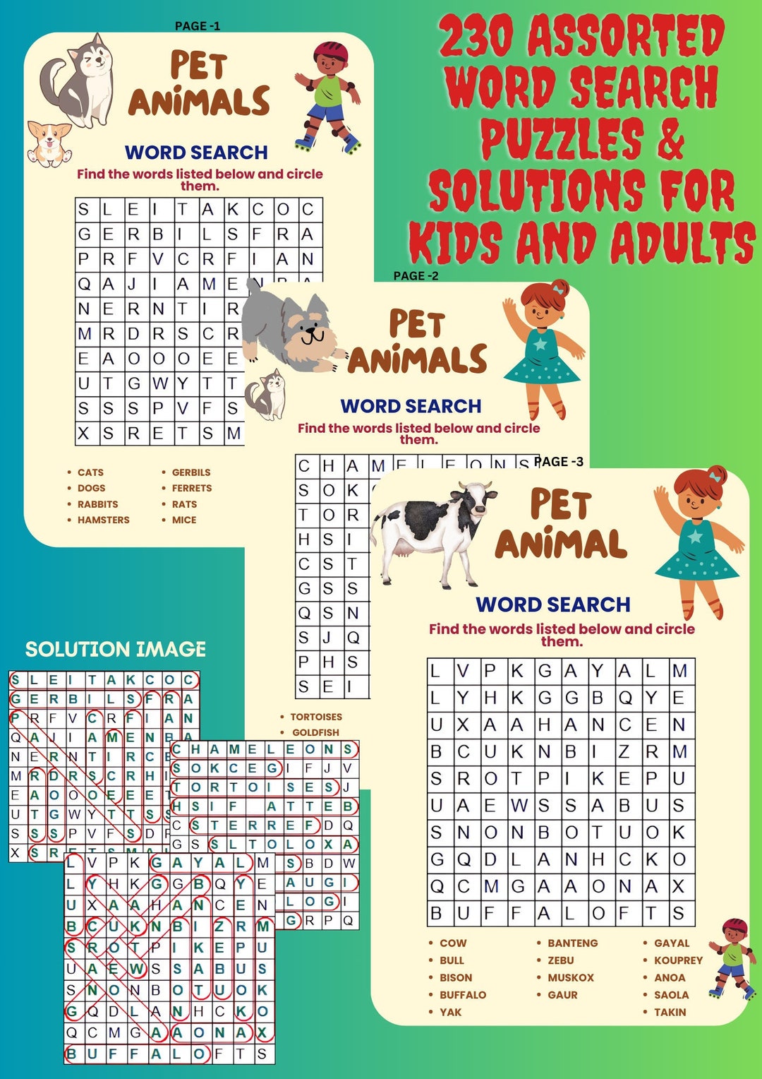 Word Search Puzzle | 25 Printable Puzzle Pages for Kids and Adults ...