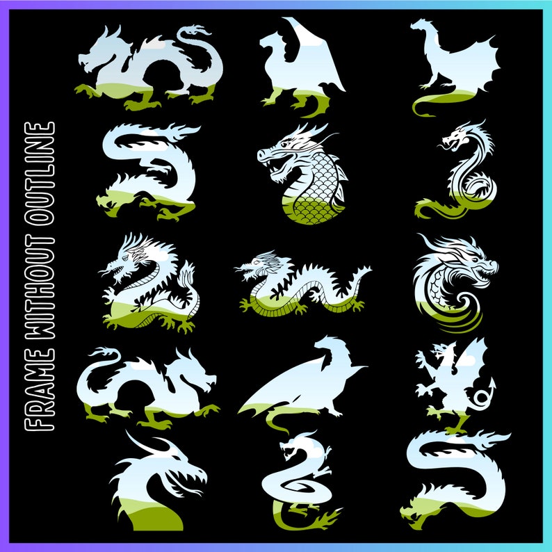 Dragon Canva Frame Template, Customizable Canva Dragon Frames, Canva ...