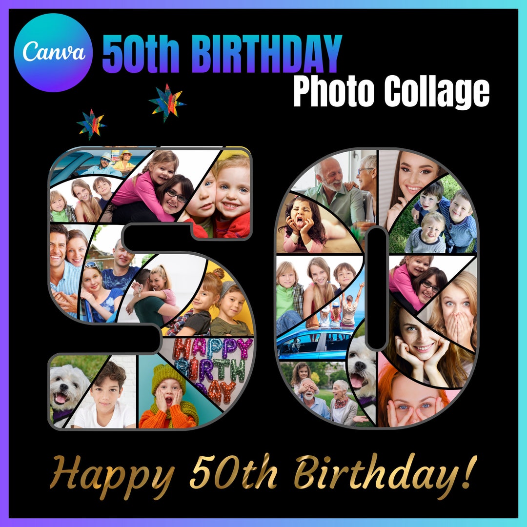 Canva Frame Template - Editable Canva Number 50 Photo Collage Template ...