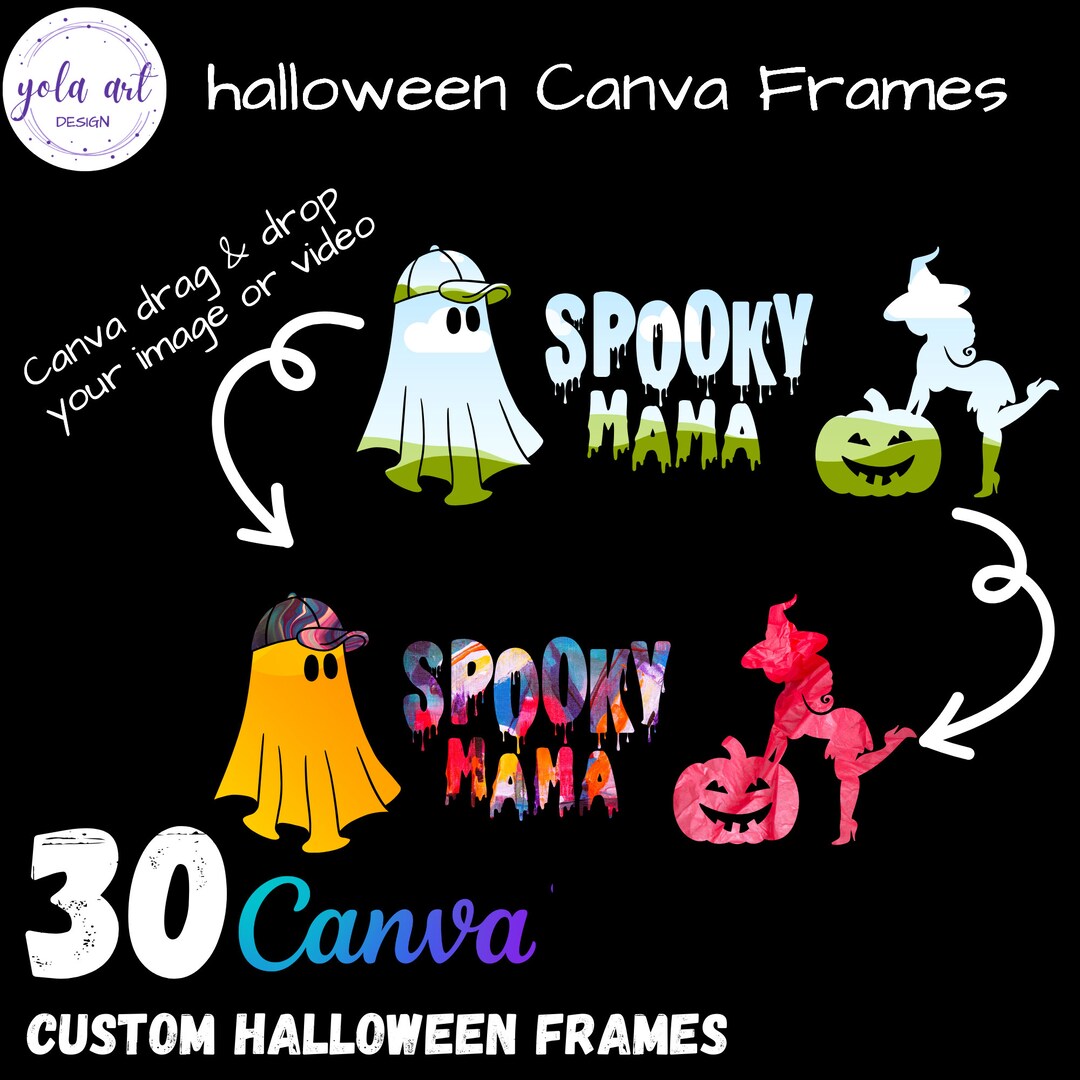 Halloween Canva Frame Template, Customizable Canva Halloween Frames ...
