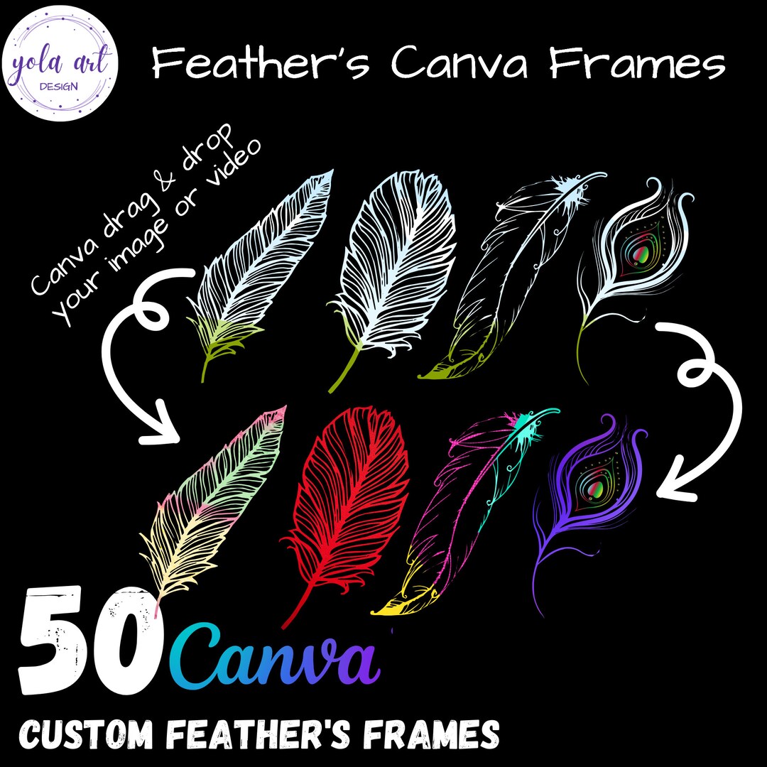 Feathers Canva Frame Template, Customizable Canva Feather's Frames ...