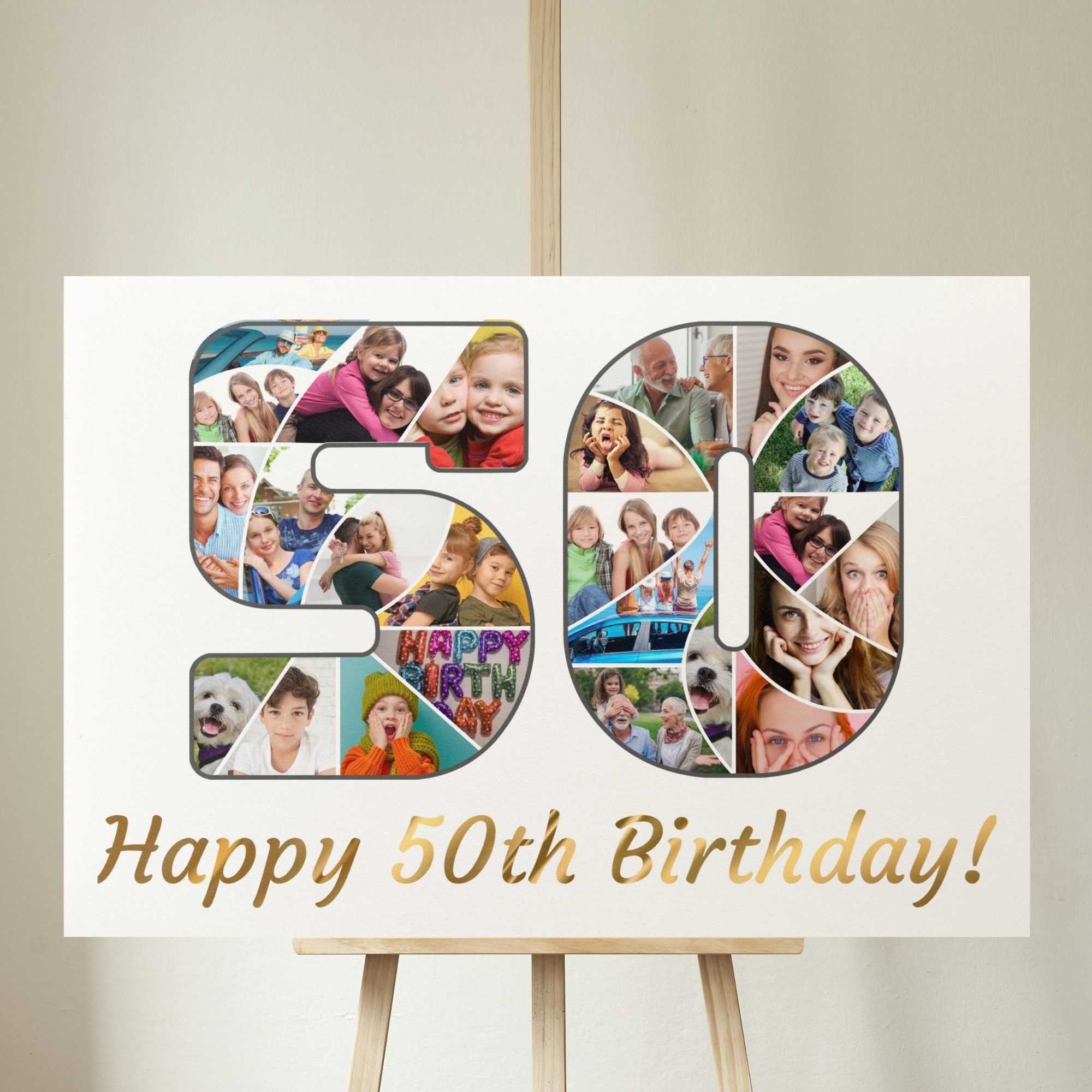 Canva Frame Template - Editable Canva Number 50 Photo Collage Template ...