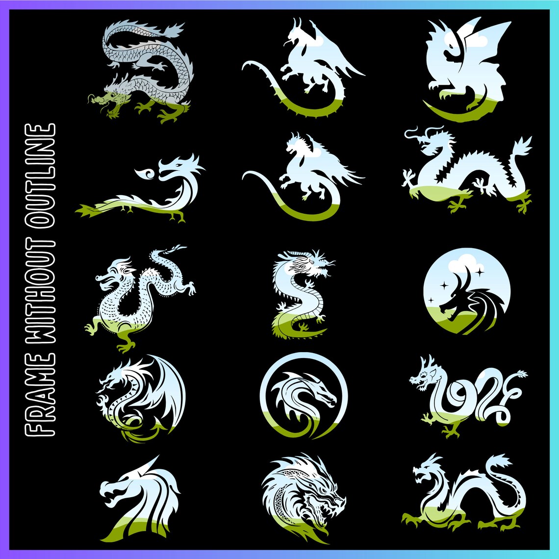 Dragon Canva Frame Template, Customizable Canva Dragon Frames, Canva ...