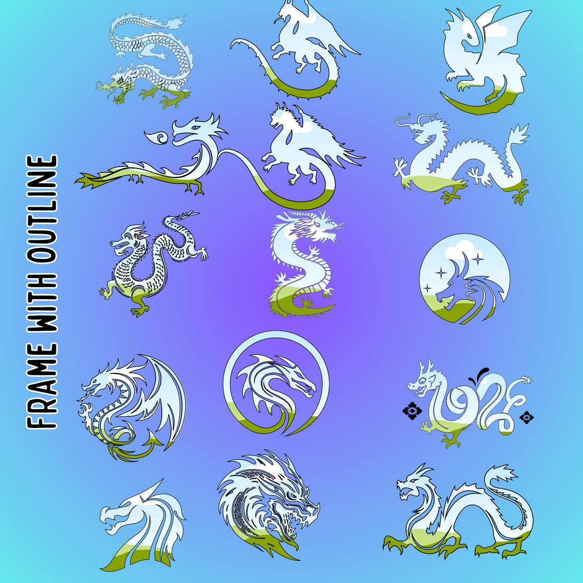 Dragon Canva Frame Template, Customizable Canva Dragon Frames, Canva ...