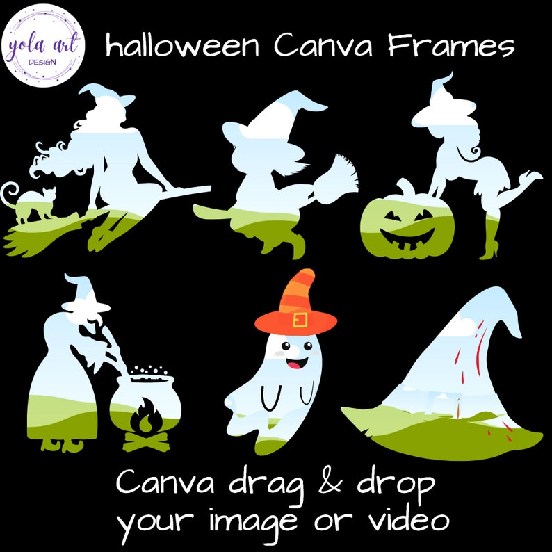 Halloween Canva Frame Template, Customizable Canva Halloween Frames ...