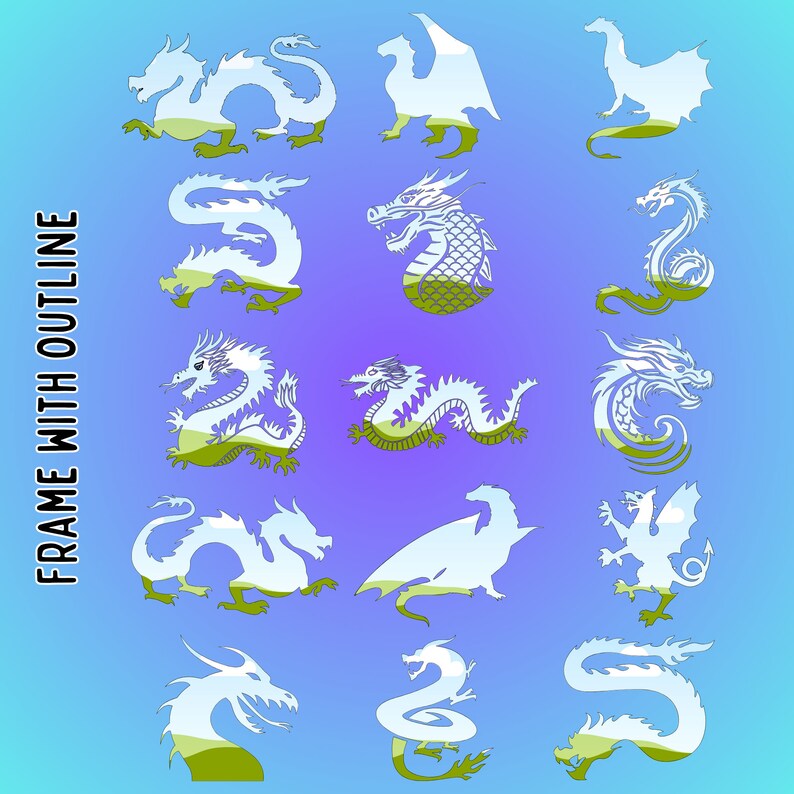 Dragon Canva Frame Template, Customizable Canva Dragon Frames, Canva ...