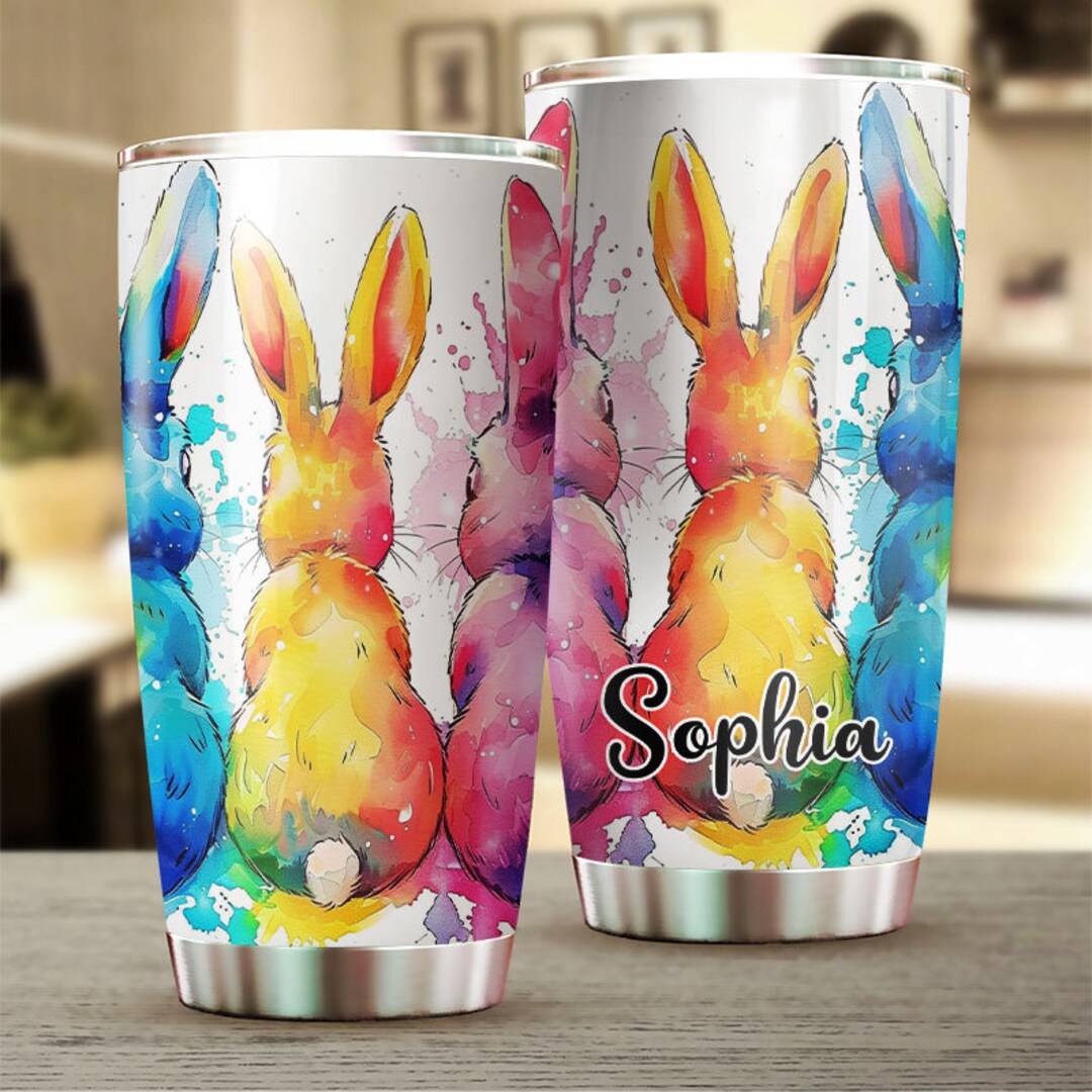 Easter Bunny Custom Tumbler, 20oz Tumbler With Lid and Straw, Custom ...