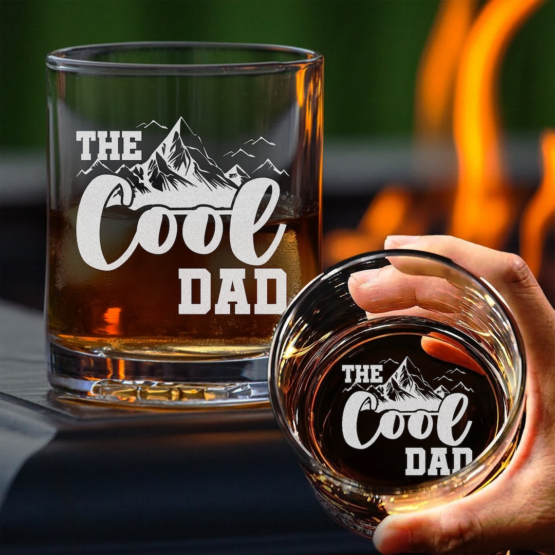 Cool Dad Whiskey Glass, Custom Fathers Day Present on Rock Glass, Gifts ...