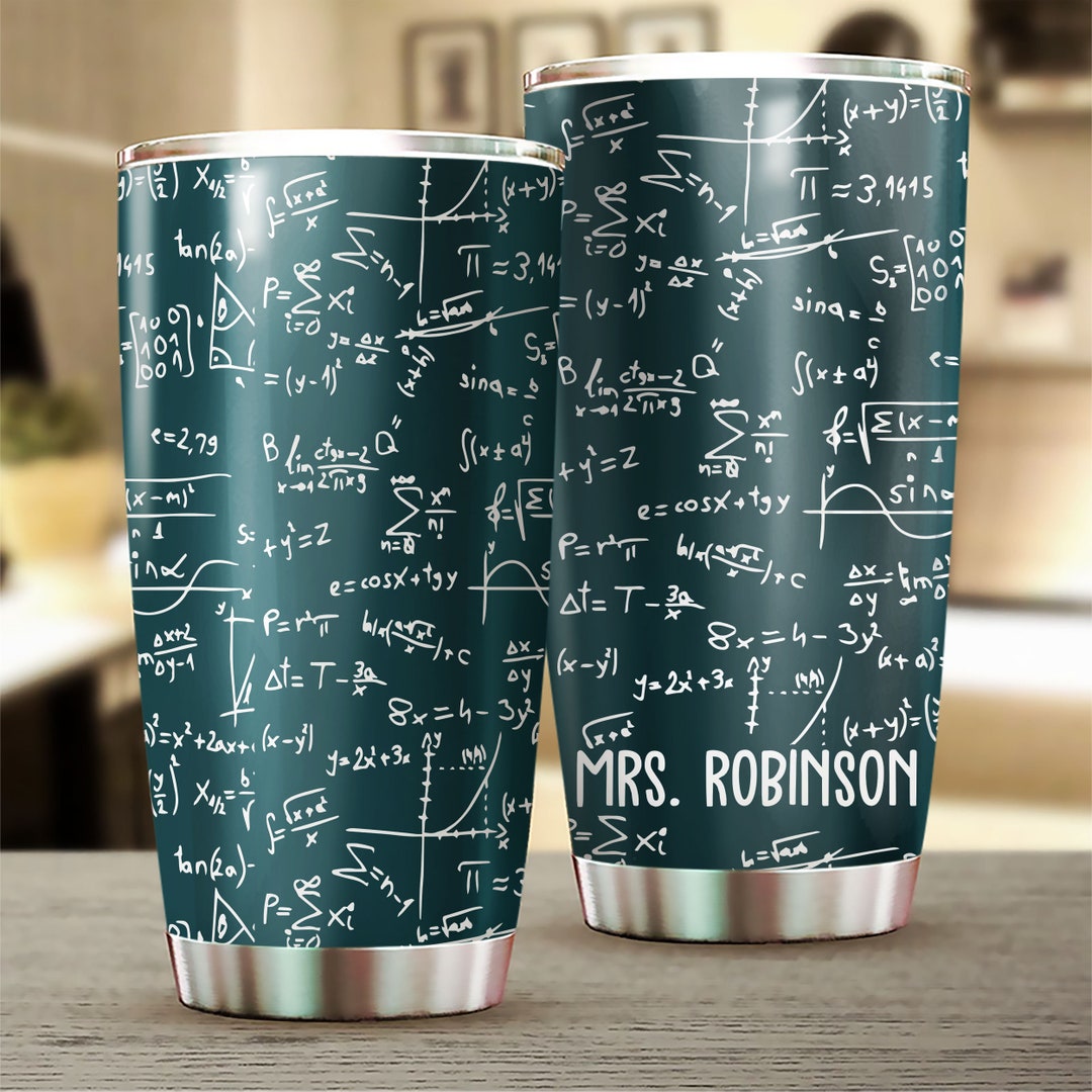 Custom Math Teacher Gift, Mathematics Pattern Tumbler With Straw ...