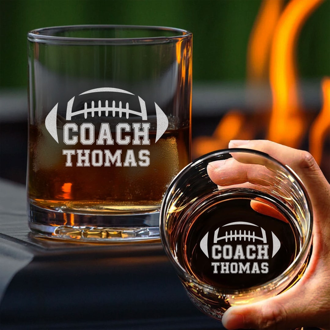 Football Coach Engraved Whiskey Glass, Custom Name Whiskey Glass ...
