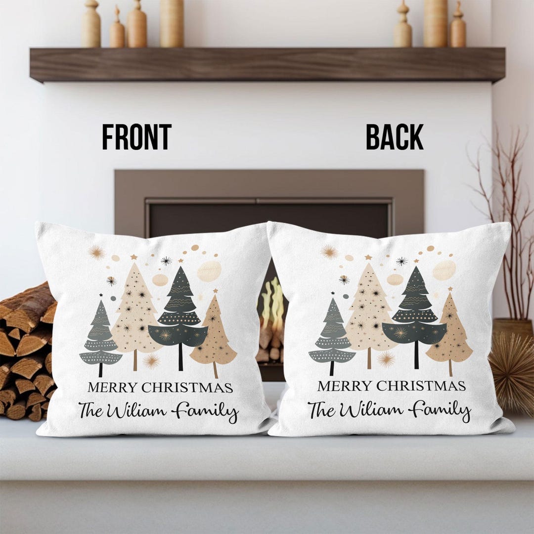 Christmas Family Tree Canvas Pillow, Personalized Christmas Pillow ...