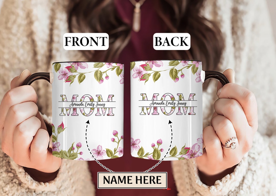 Mom Blossom Personalized Mug, Custom Name Cup for Mom Grandma, Mother's ...