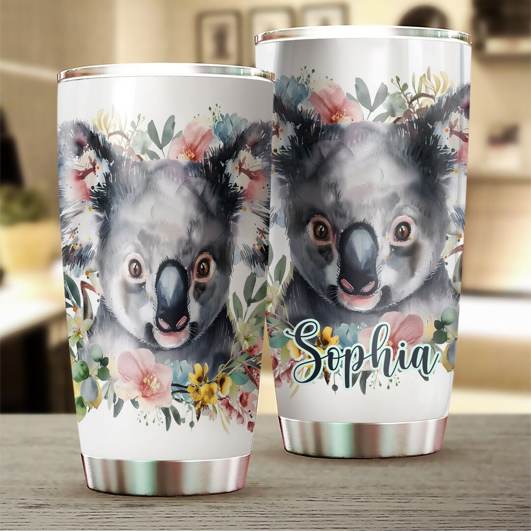 Personalized Koala 20oz Tumbler With Straw, Custom Name Koala Gift ...