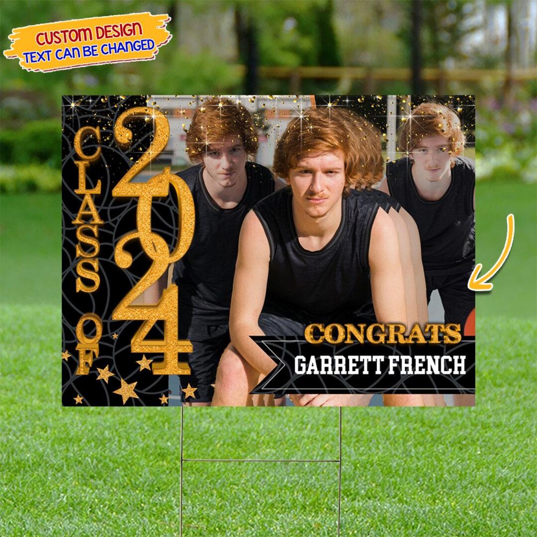 Basketball High School Yard Sign, Custom Picture and Name Sports Yard ...