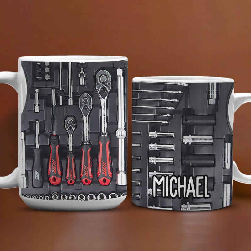 Mechanic Tool Personalised Mug, Custom Name Cup for Man Women, Coffee ...
