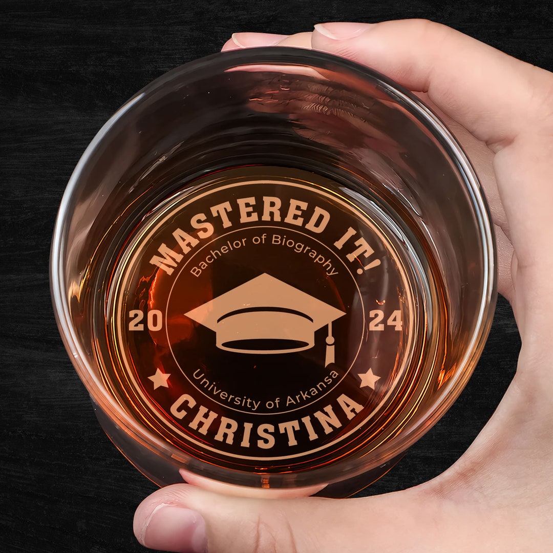 Mastered It Engraved Whiskey Glass, Personalized Masters Degree ...