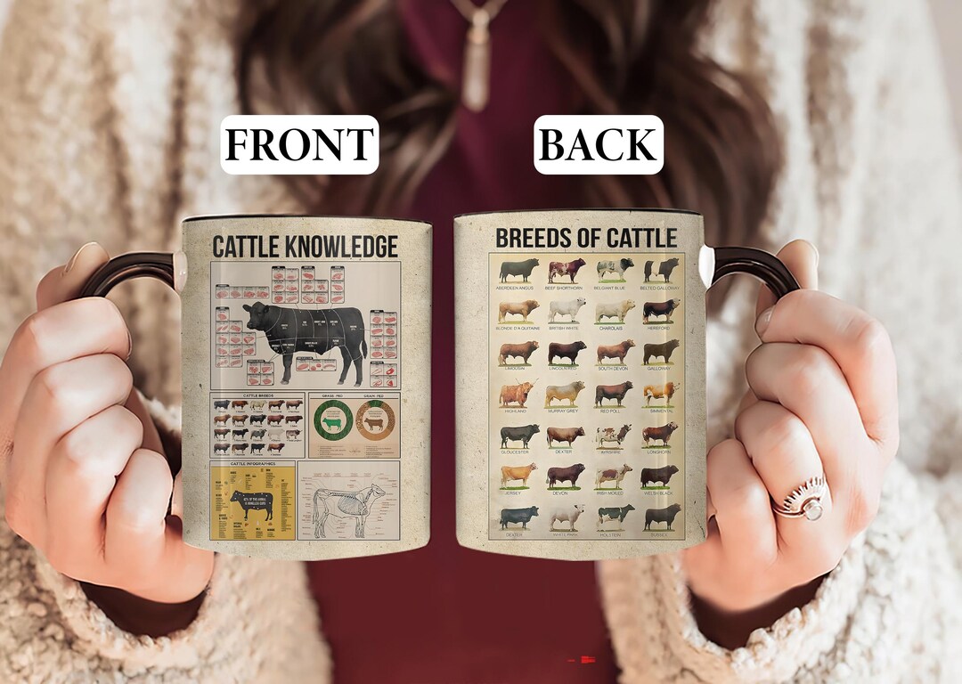 Cattle Knowledge Mug, Breeds of Cattle Coffee Cup, Cow Lover Gift ...