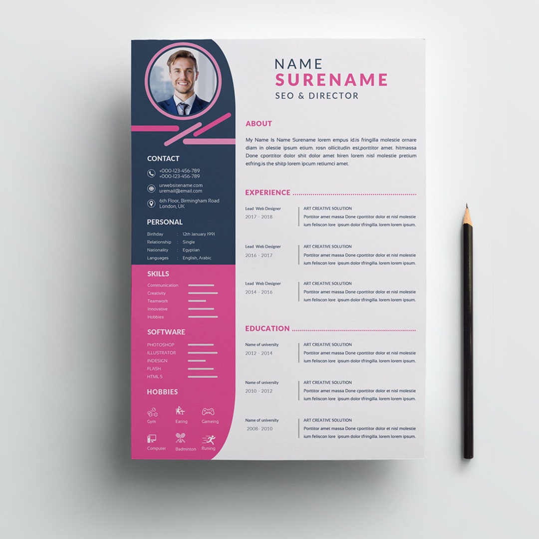 CV to Fill Out Editable Templates in PSD Format - Etsy