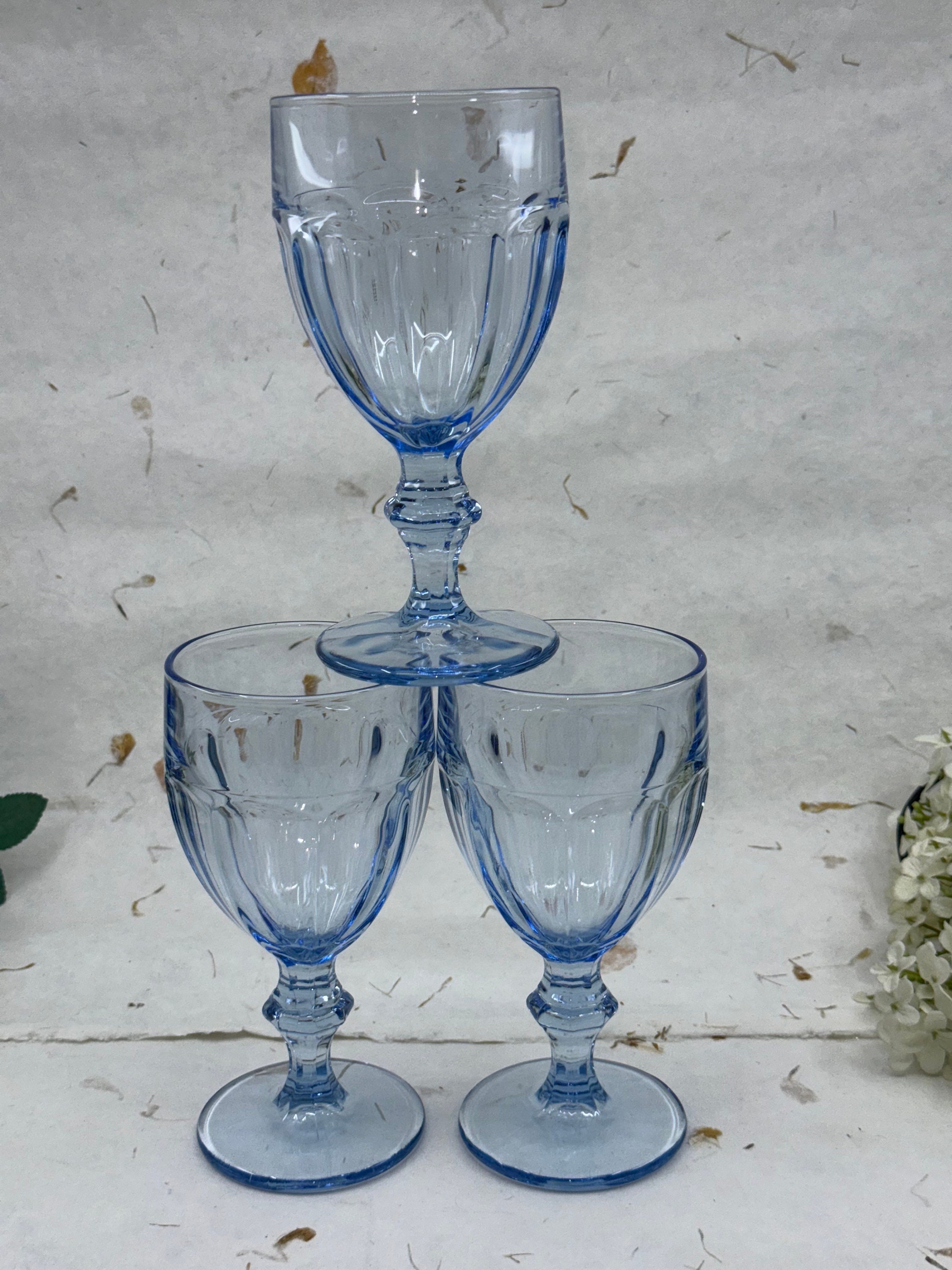 Libbey Duratuff Yellow/mist Blue Water Goblets, Vintage Heavy-duty ...