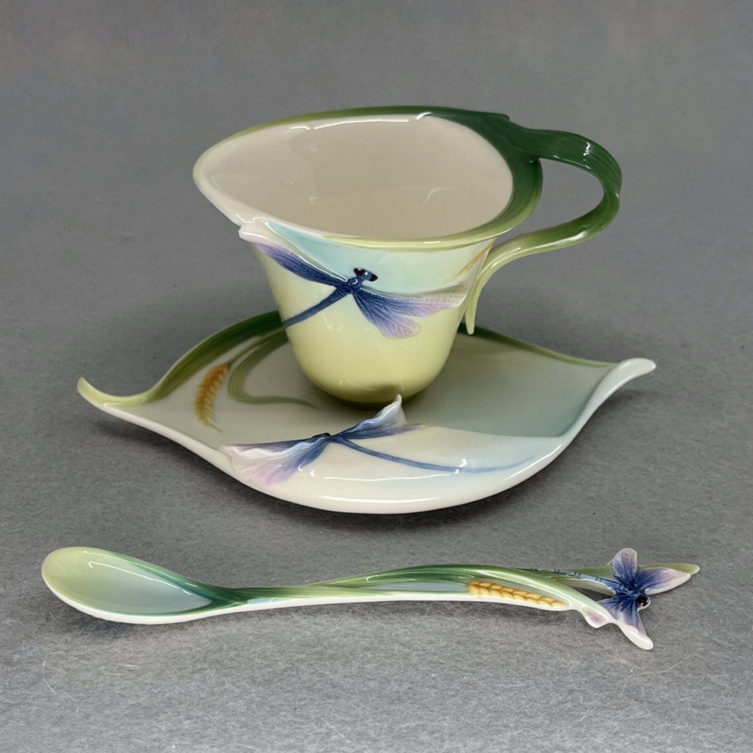 Vintage Franz Collection Dragonfly Tea Cup Saucer and Spoon - Etsy