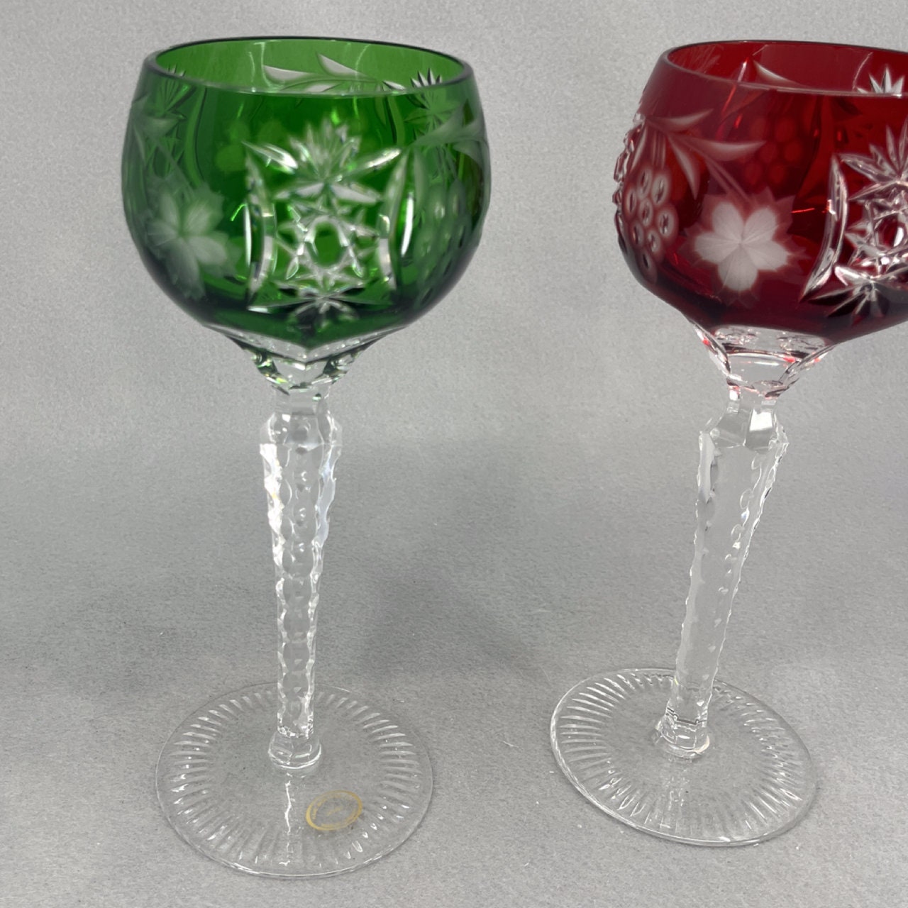 Vintage Ajka Handcut to Clear Marsala Crystal Wine Glasses Red and ...