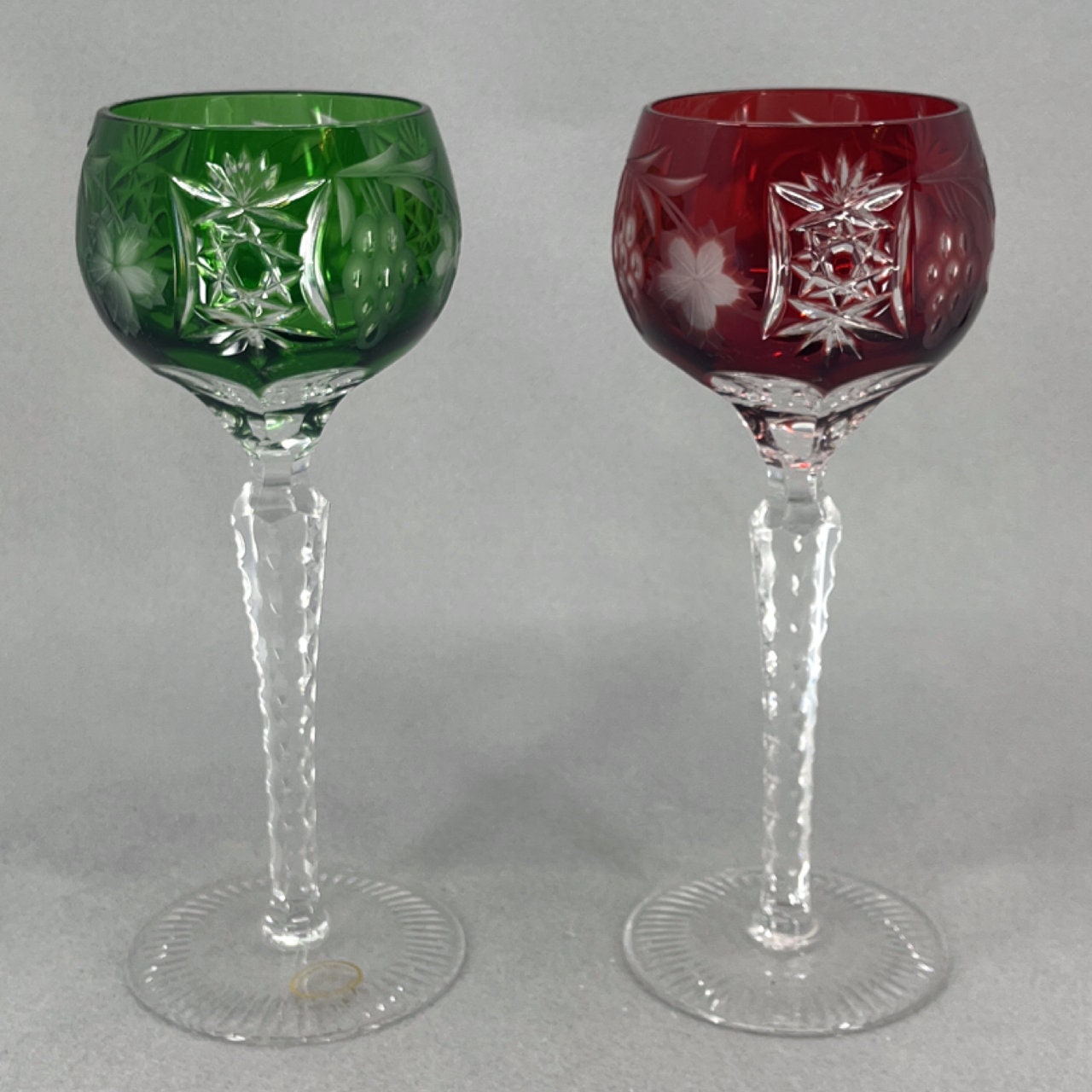Vintage Ajka Handcut to Clear Marsala Crystal Wine Glasses Red and ...