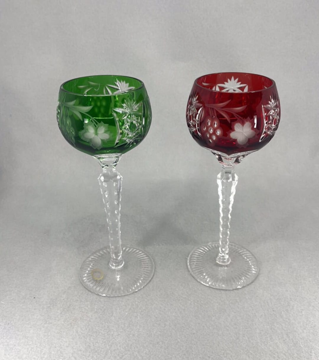 Vintage Ajka Handcut to Clear Marsala Crystal Wine Glasses - Red and ...