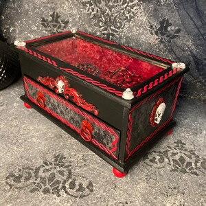 Gothic Jewelry Box, Skull Trinket Box, Wooden Keepsake Box, Witchy ...