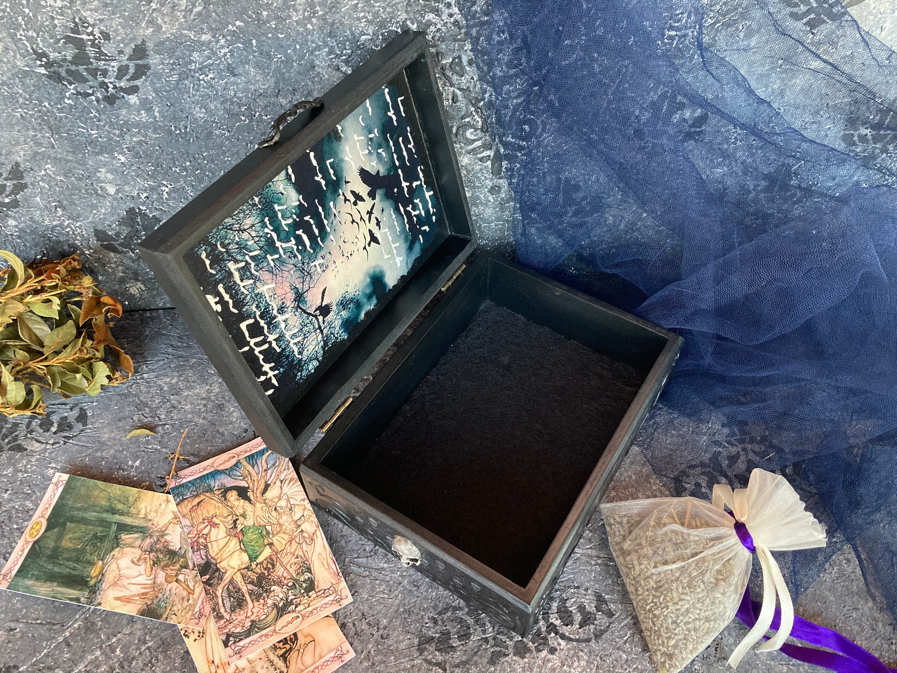 Gothic Raven Decorative Stash Box, Jewelry Box, Tarot Card Holder, Crow ...