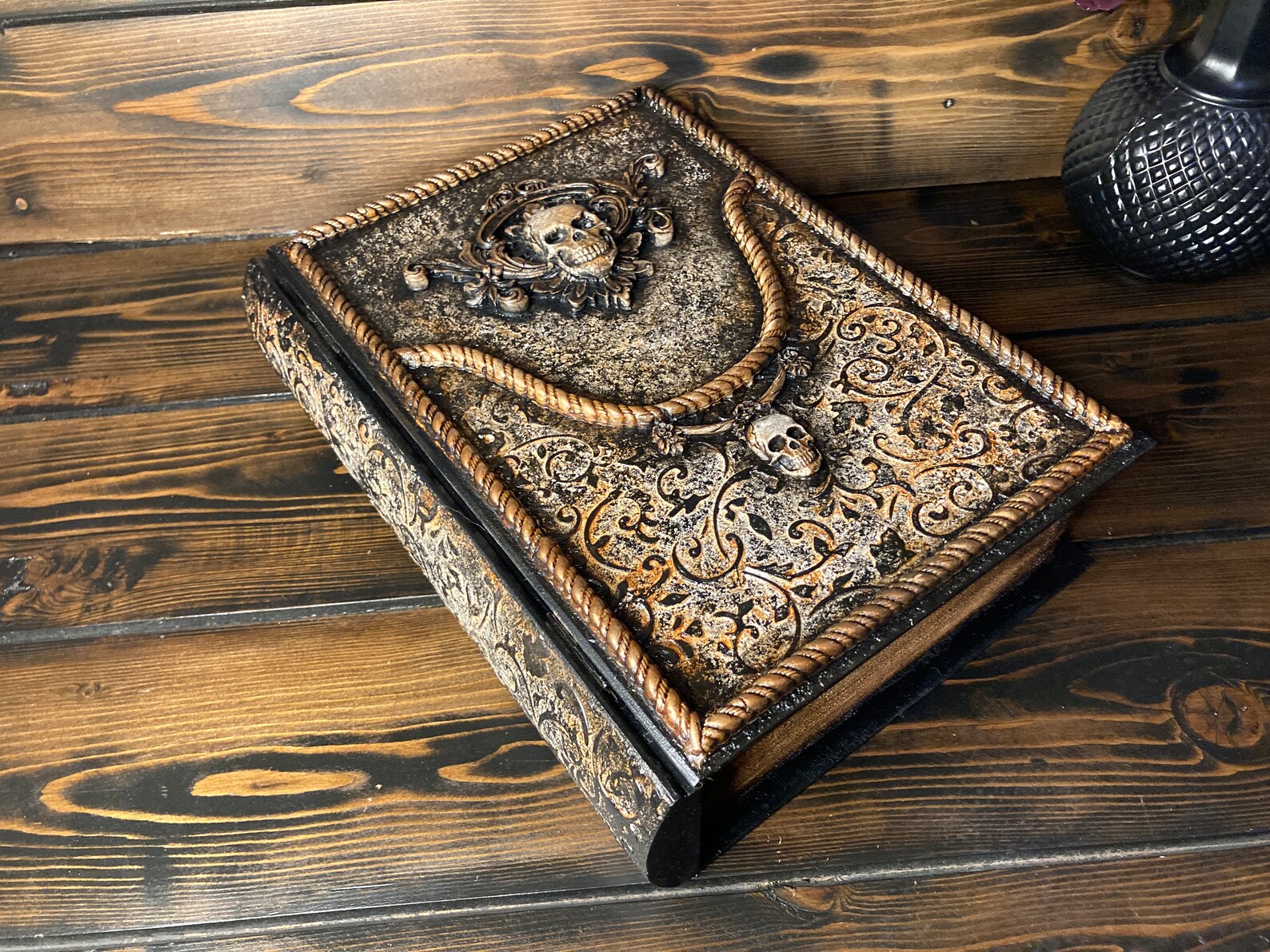 Gothic Skull Book Box, Book of Shadows, Book of Spells, Witchcraft Book ...