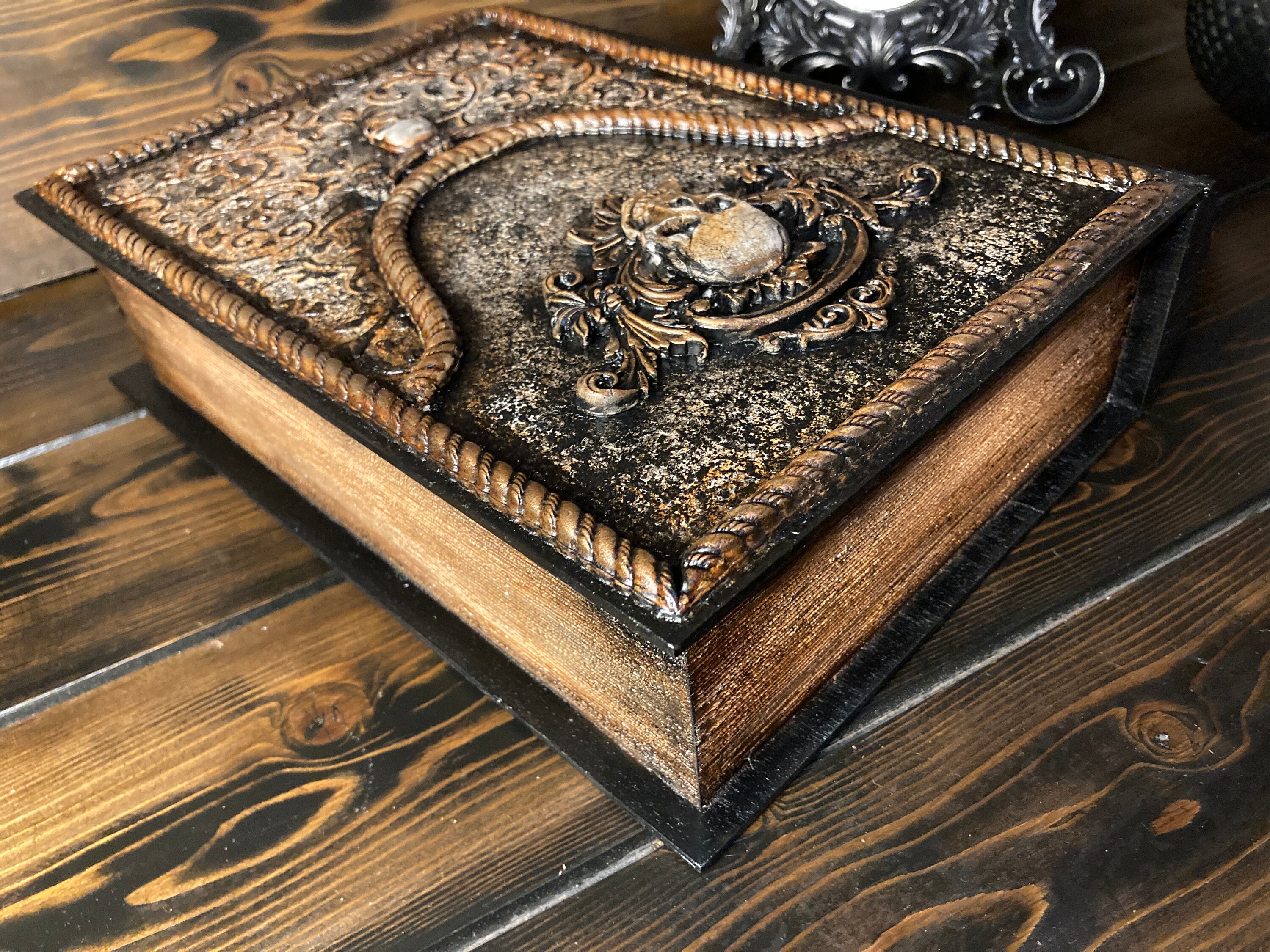 Gothic Skull Book Box, Book of Shadows, Book of Spells, Witchcraft Book ...