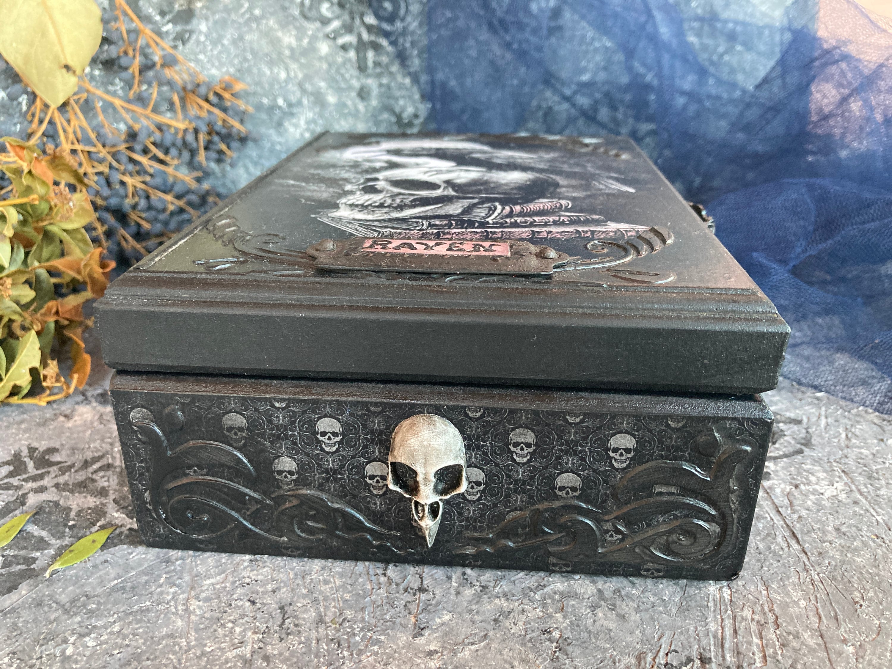 Gothic Raven Decorative Stash Box, Jewelry Box, Tarot Card Holder, Crow ...