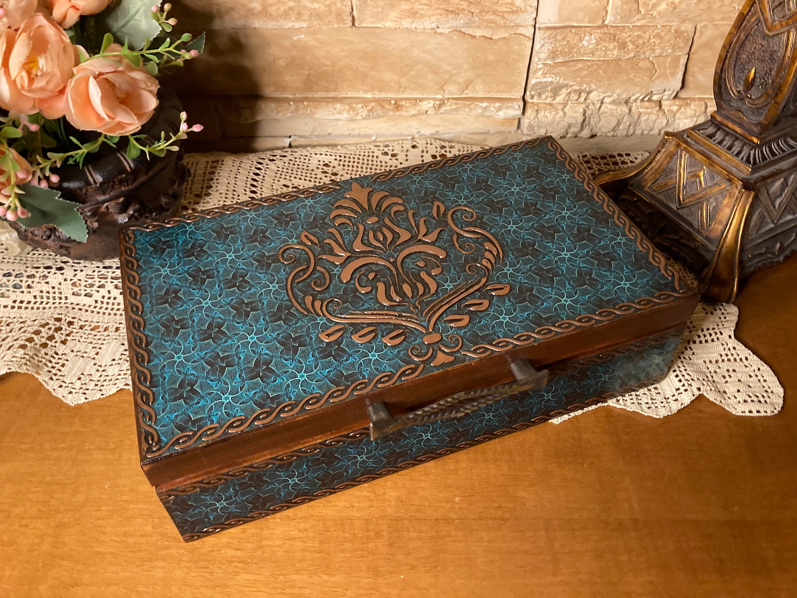 Blue Tea Box 8 Compartments, Blue Storage Box, Tea Bag Holder, Jewelry ...