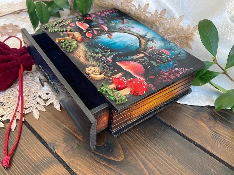 Handcrafted Tarot and Jewelry Box With Mushrooms, Mystical Keepsake ...