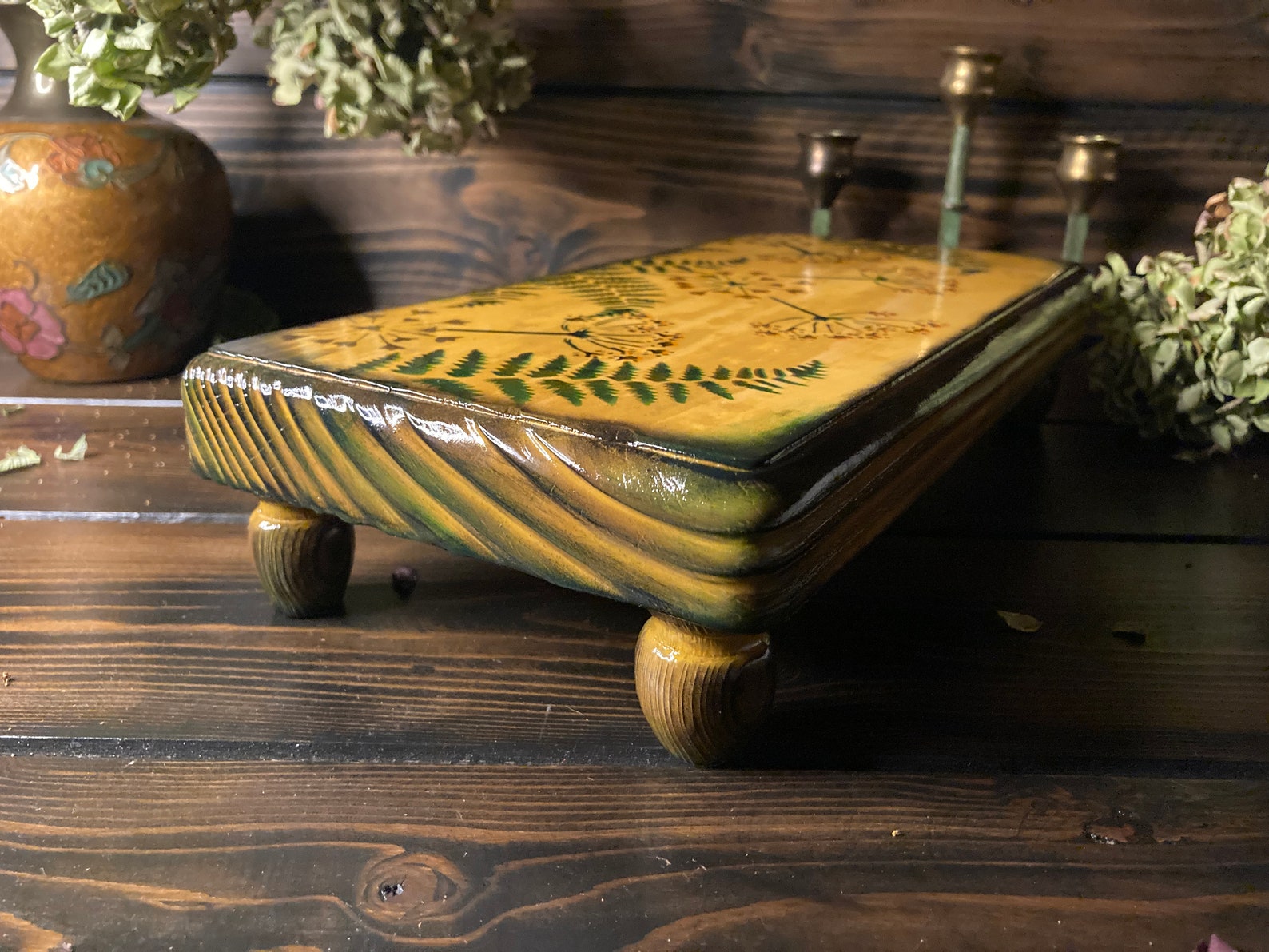 Altar Table, Wooden Ritual Table, Altar Offering Table, Crystal Holder ...