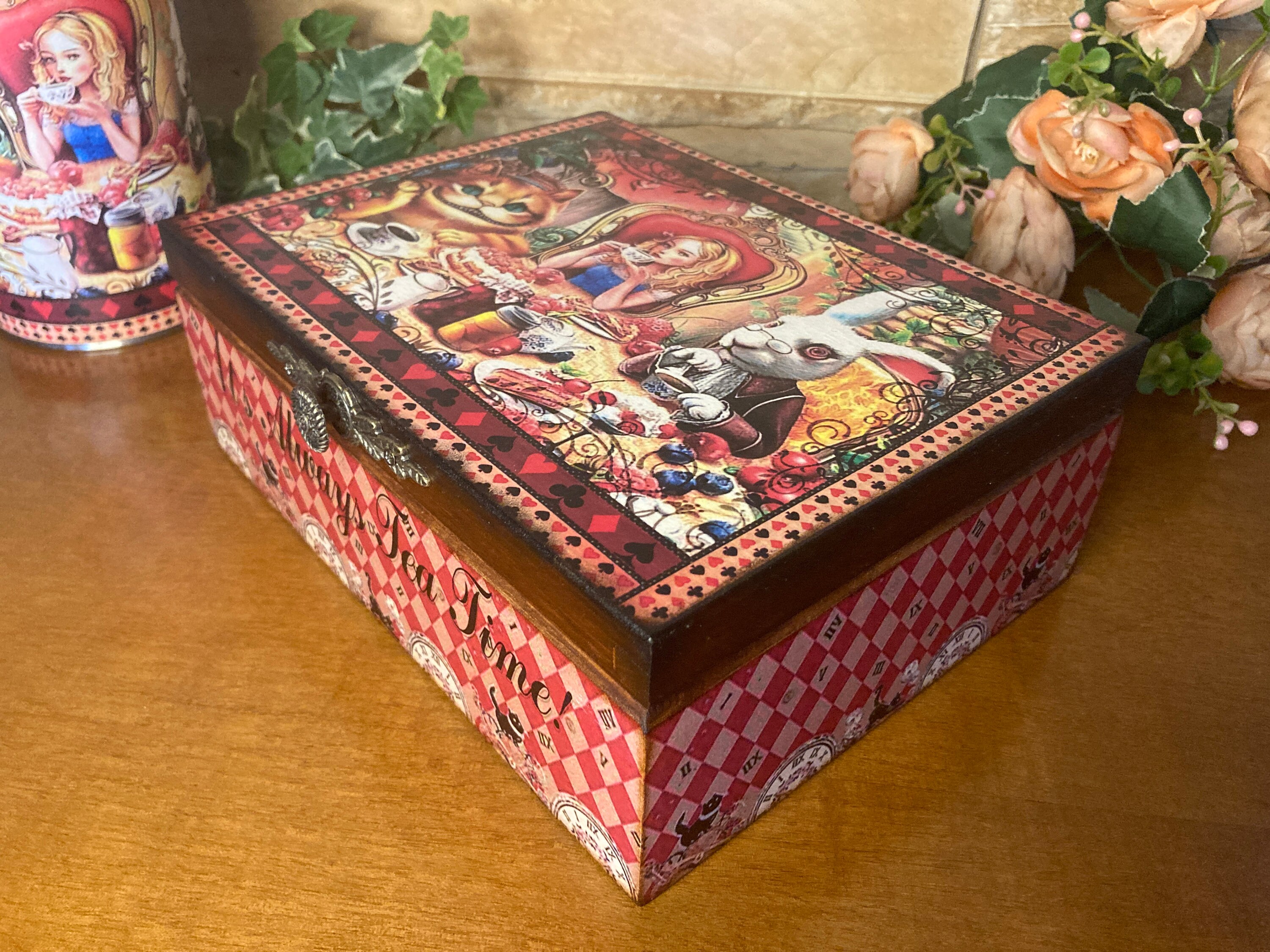 Allice in Wonderland Jewelry Box, White Rabbit Tea Box, Cheshire Cat ...